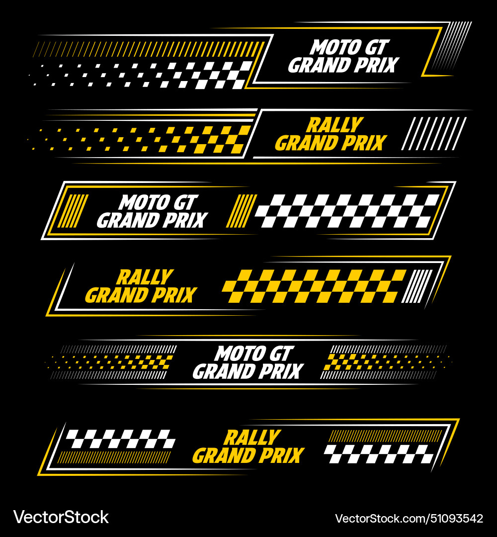 Grand prix white and yellow decals Royalty Free Vector Image