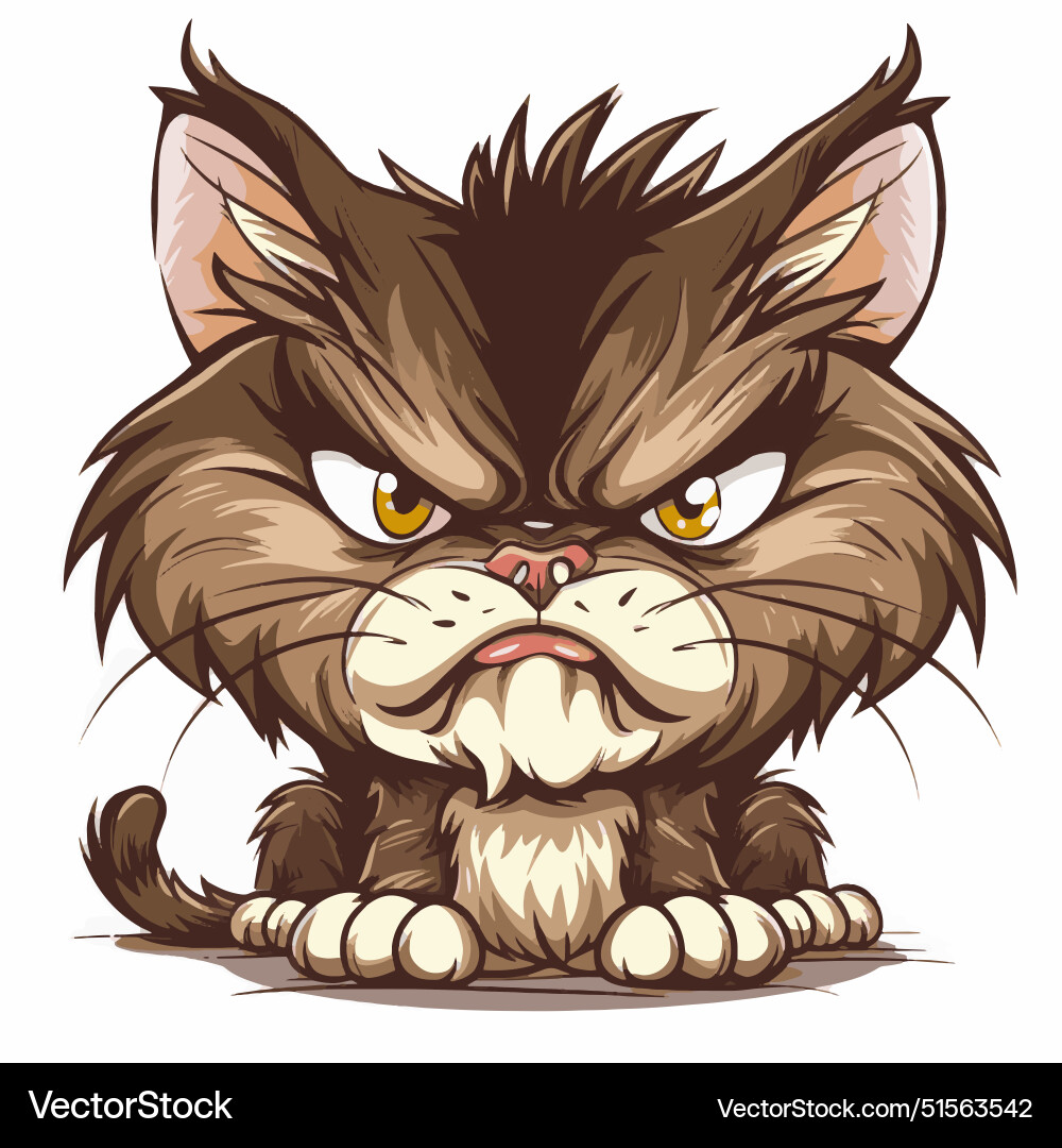 Mad cartoon cat showcasing a livid expression Vector Image