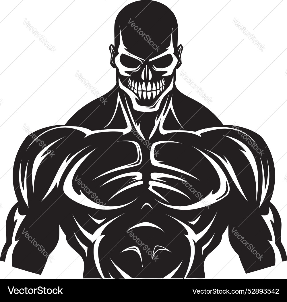 Monochrome muscles bodybuilder precision ink Vector Image
