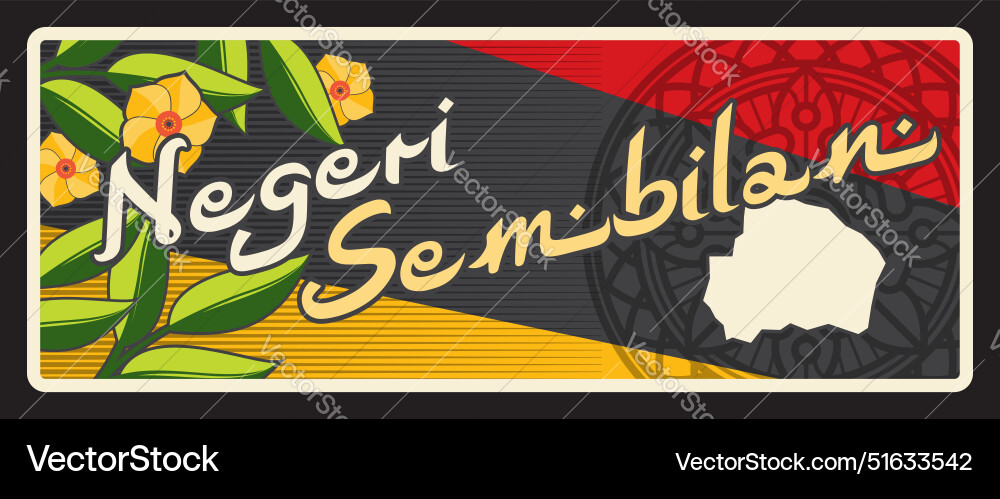 Negeri sembilan state retro travel plate Vector Image