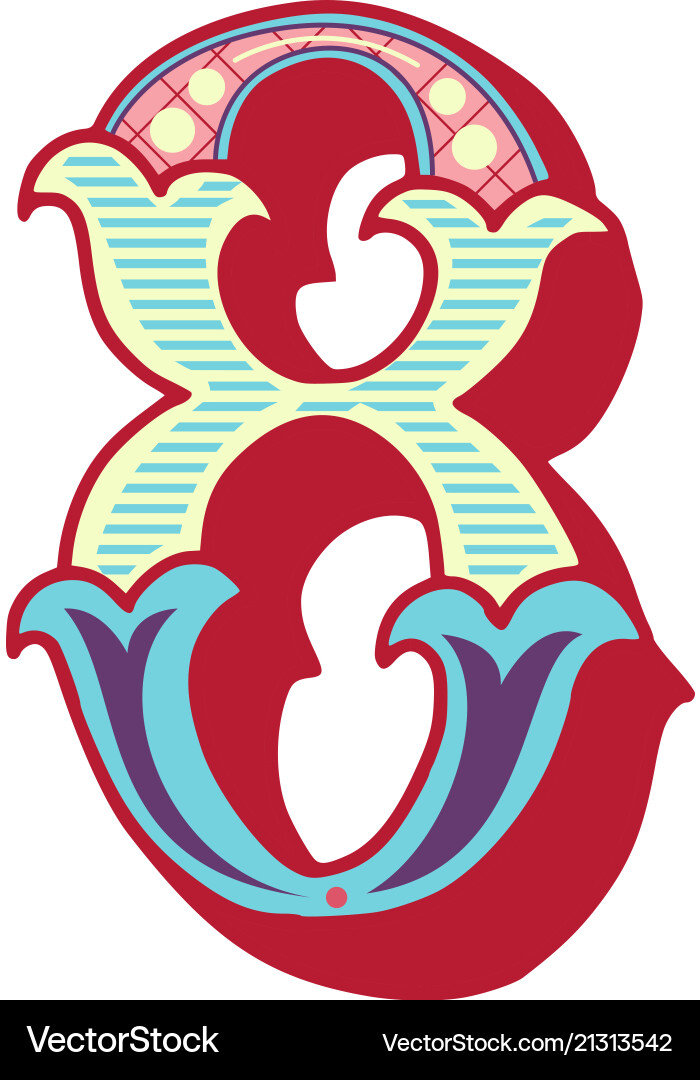 Number 8 lettering Royalty Free Vector Image - VectorStock