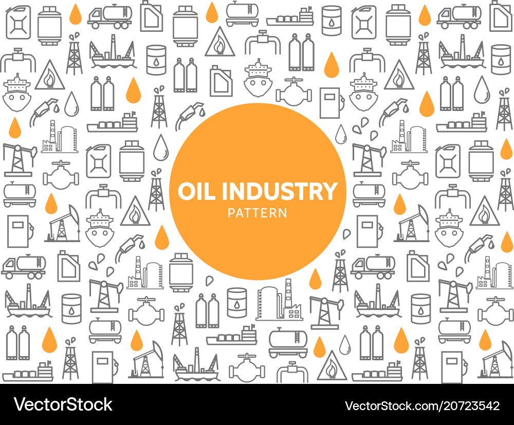Oil industry line icons pattern Royalty Free Vector Image