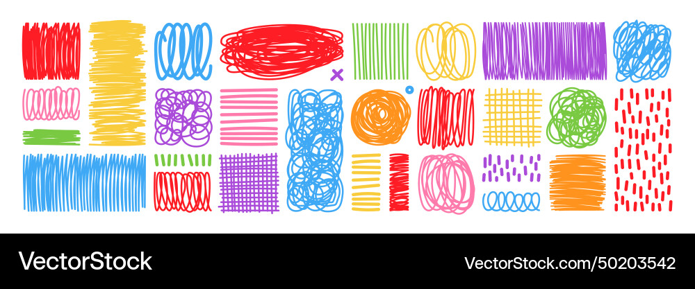 Scribble doodle abstract geometric shapes set Vector Image