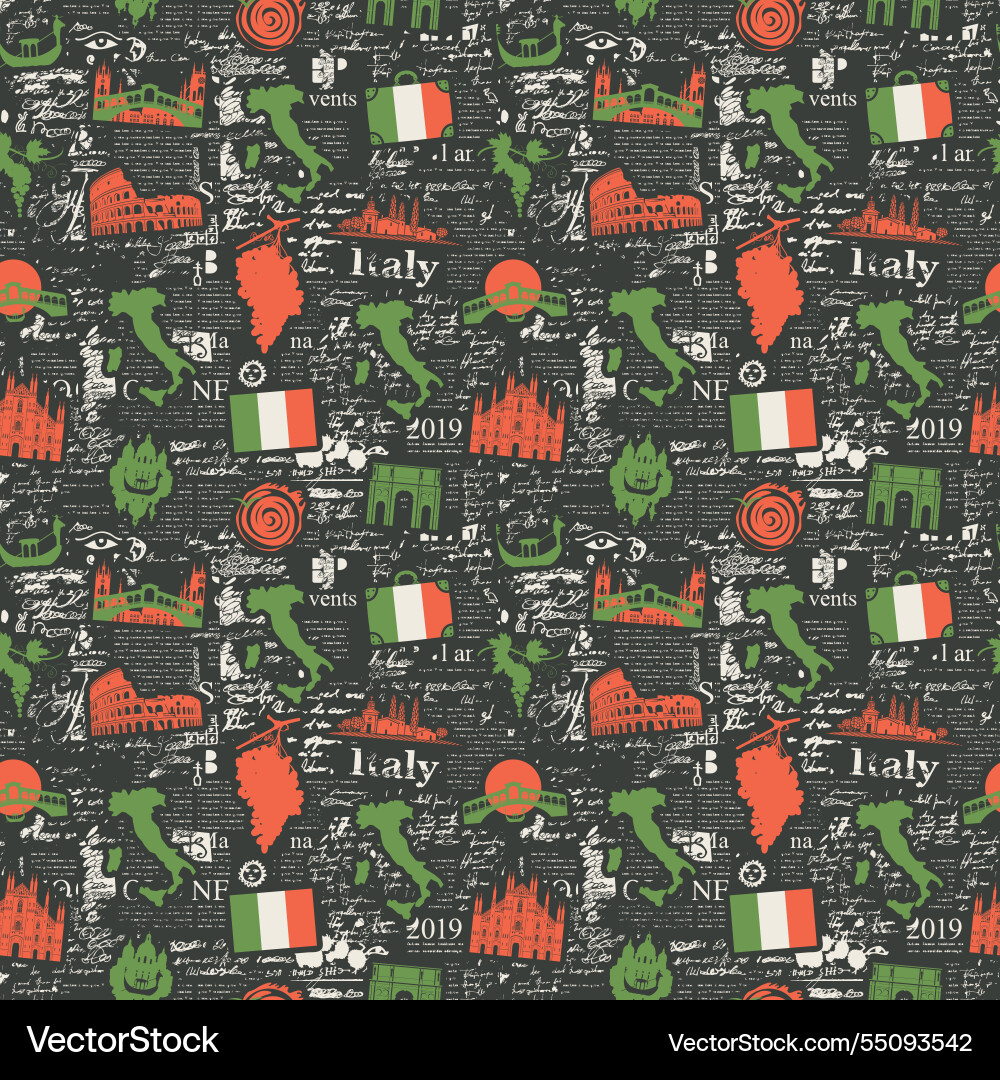 Seamless pattern on the theme of italy Royalty Free Vector