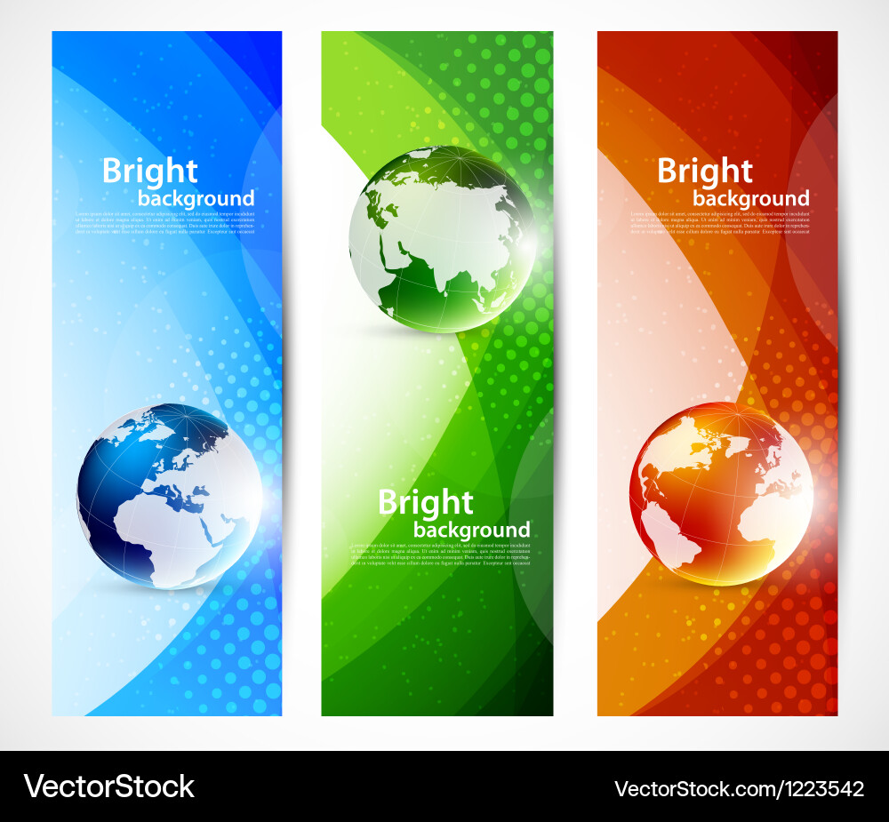 Set of banners with globes Royalty Free Vector Image