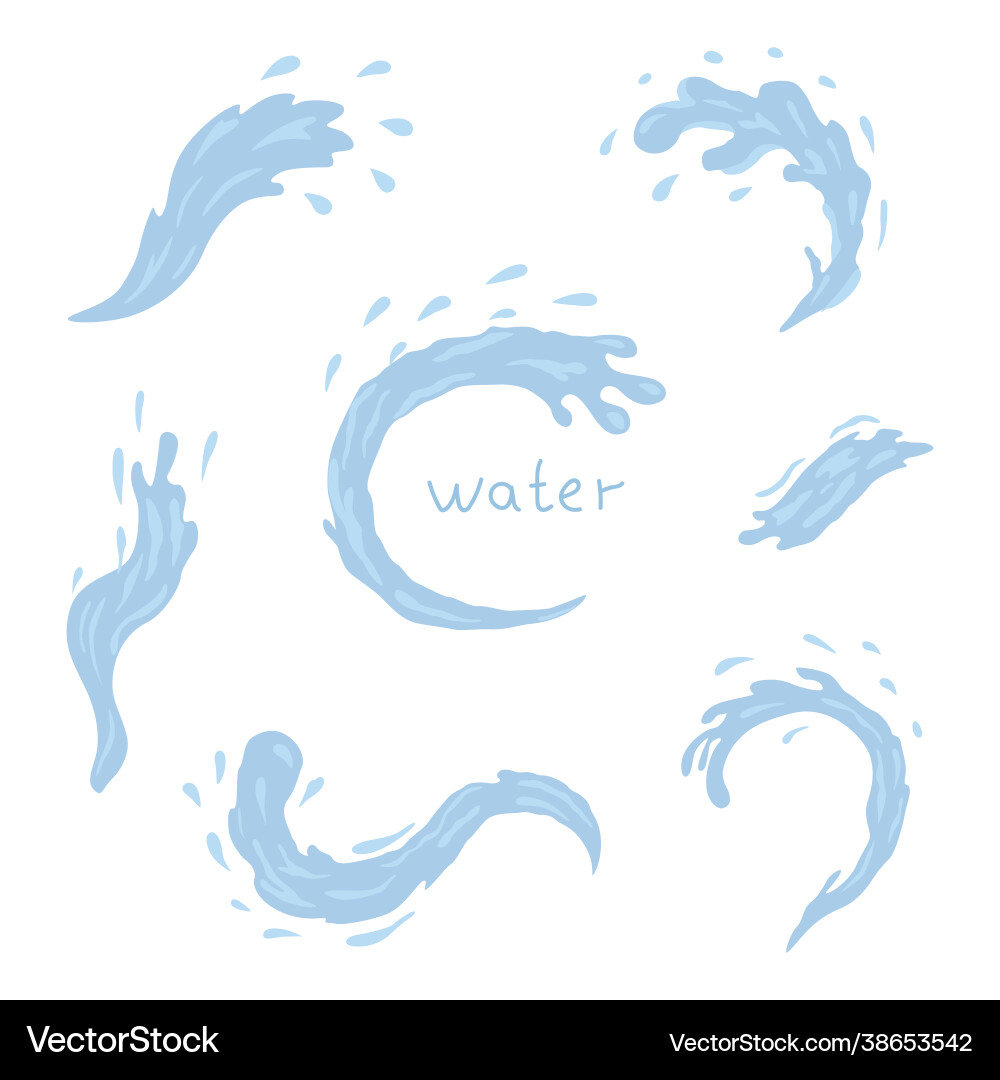 Water and drop icons blue waves Royalty Free Vector Image