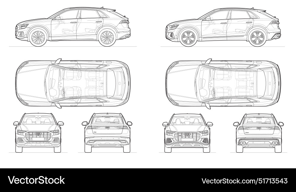 Audi q8-q8s 2018-2023 Royalty Free Vector Image