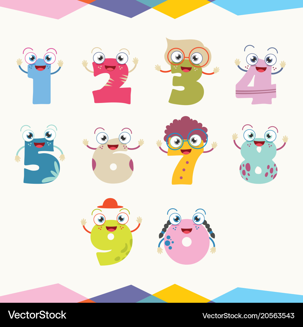 Cartoon numbers Royalty Free Vector Image - VectorStock