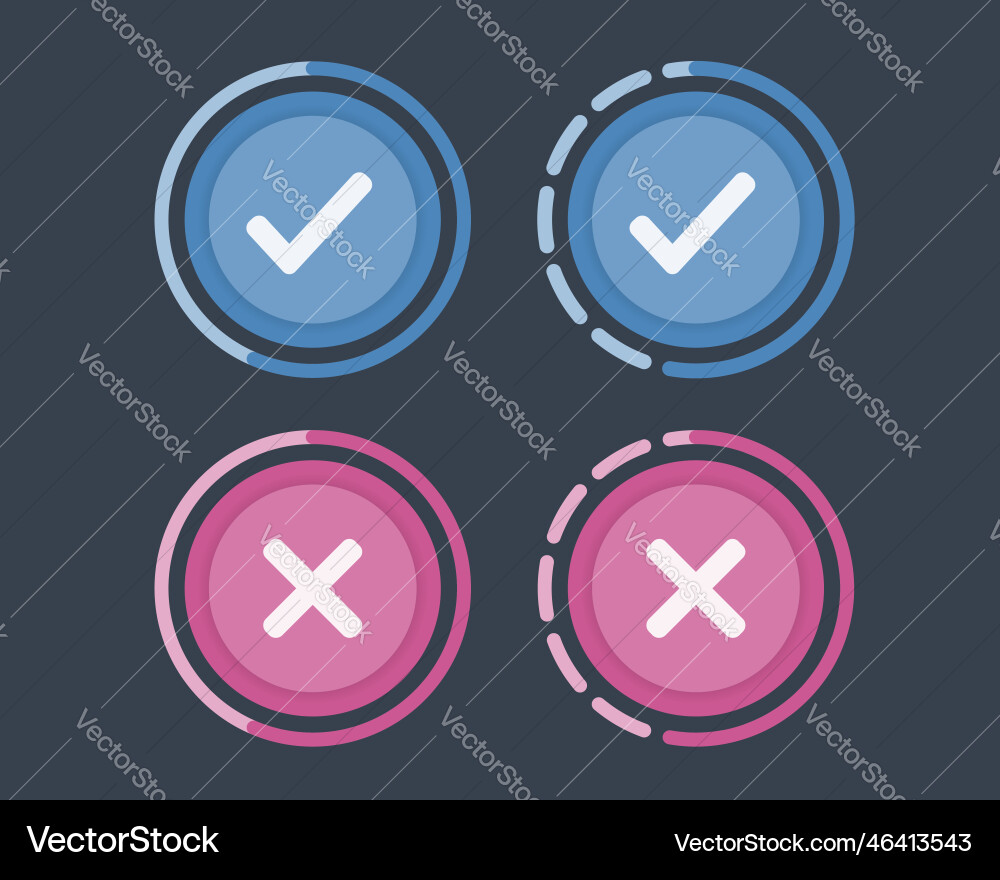 Check and cross symbols Royalty Free Vector Image