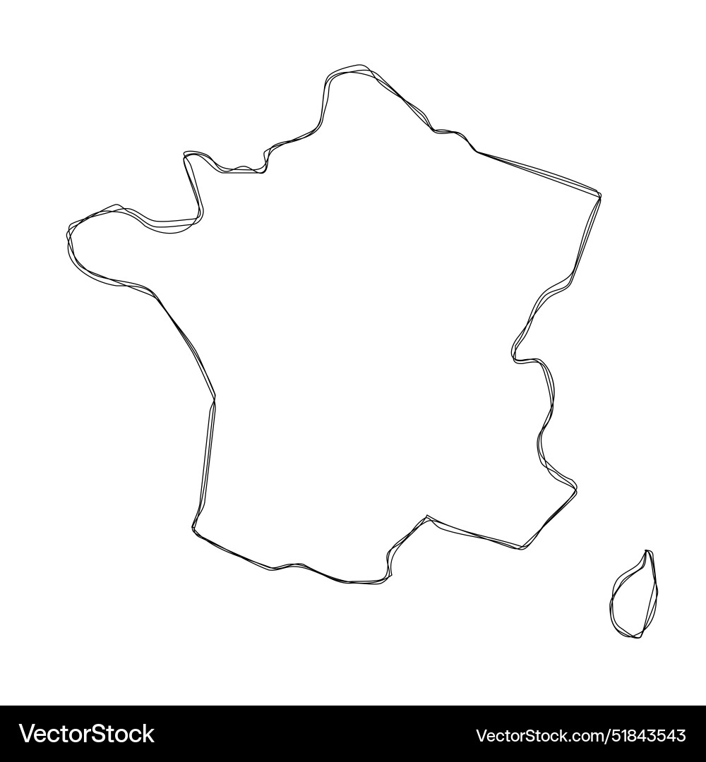 France simplified sketch map Royalty Free Vector Image