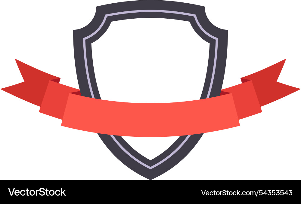 Grey shield with a red ribbon symbolizes security Vector Image