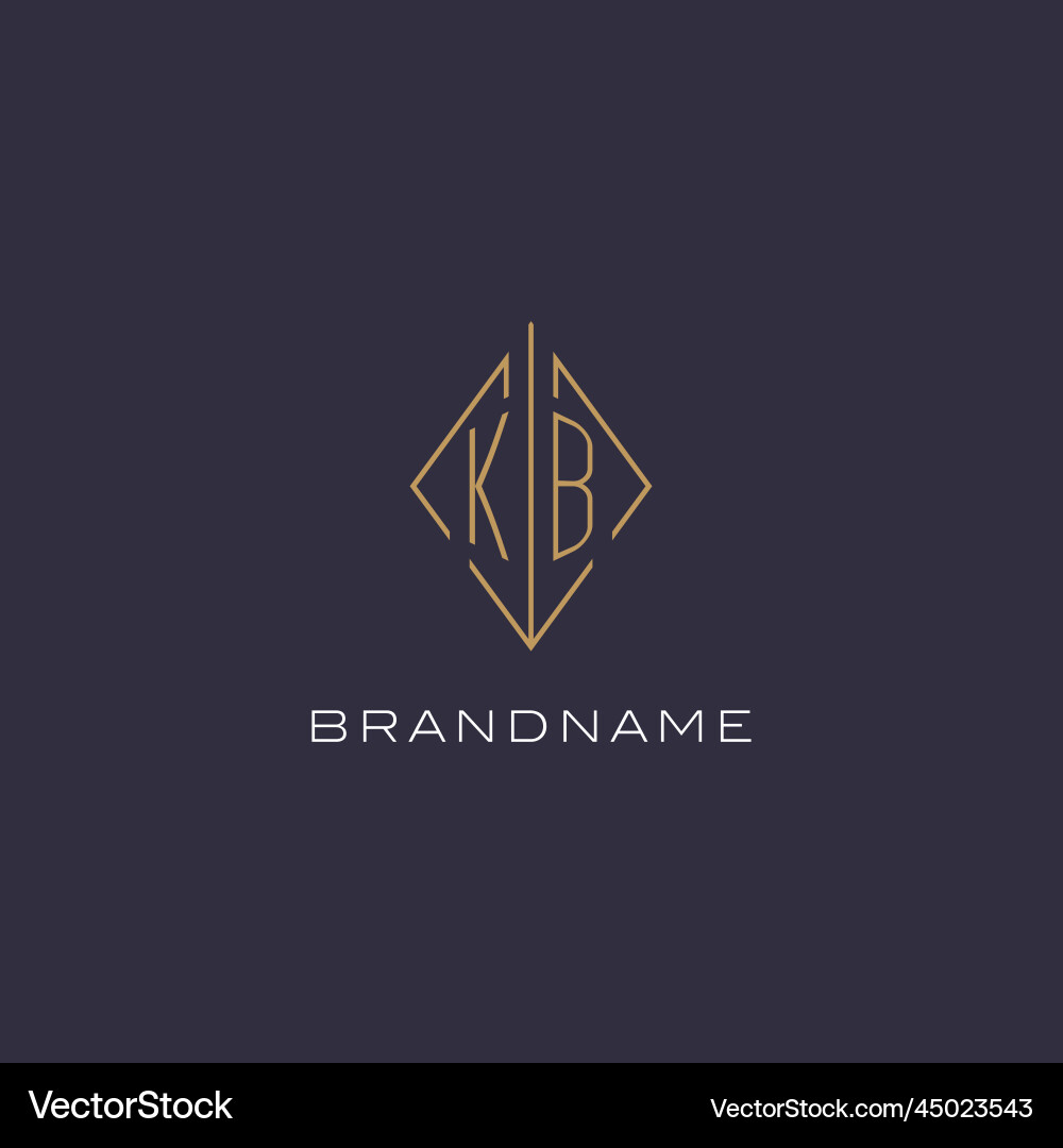 Initial letter kb logo monogram with diamond Vector Image