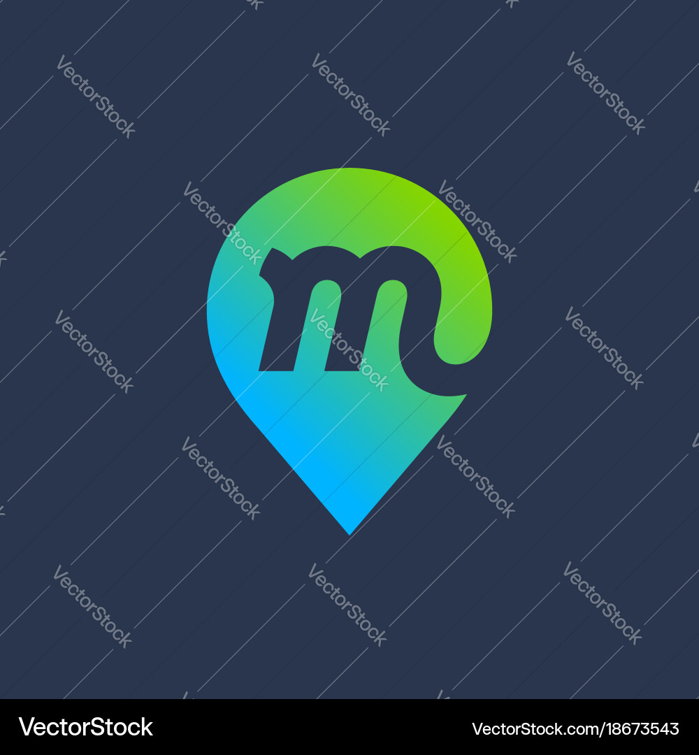 Buchstaben m Geotag-Logo-Icon Design Template-Elemente