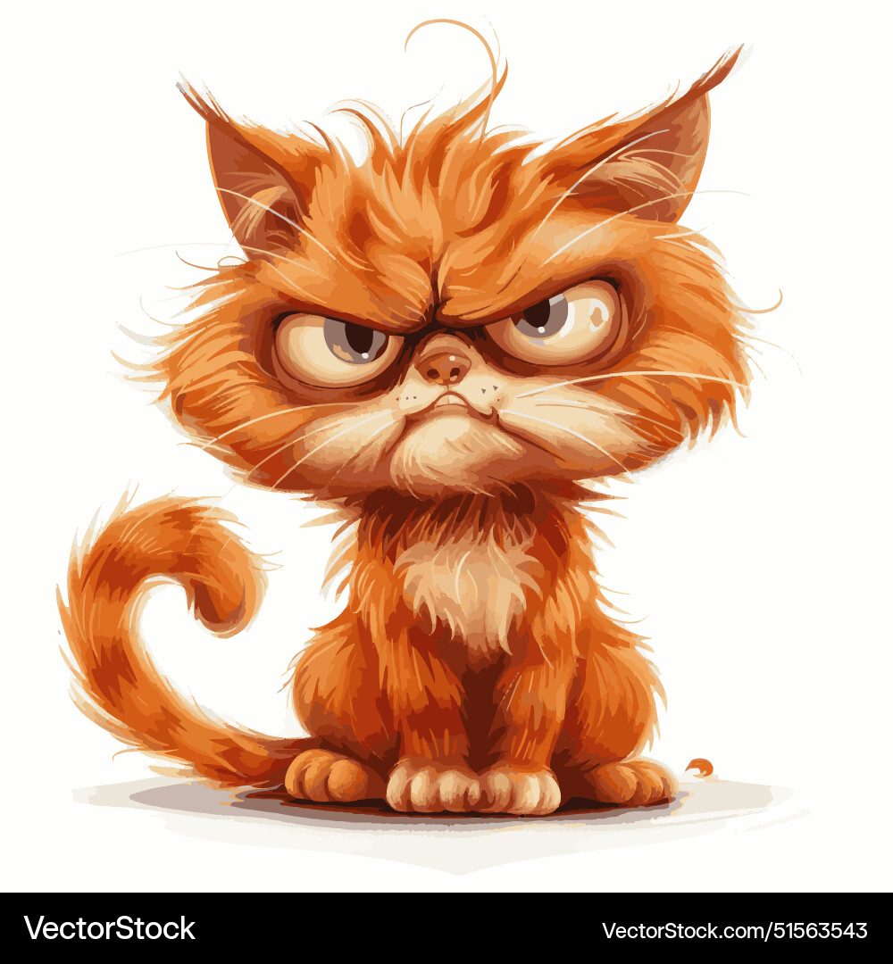 Mad cartoon cat with a bold exaggerated angry Vector Image