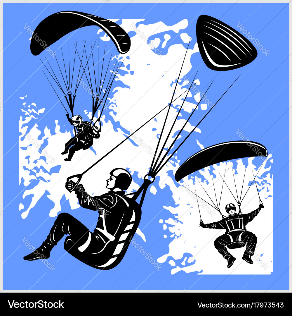 Paragliding sport emblem Royalty Free Vector Image