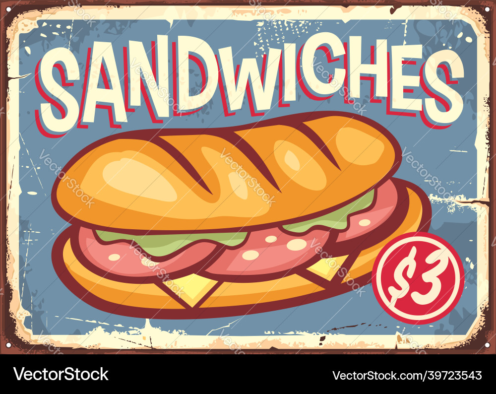 Retro Sandwich Sign Royalty Free Vector Image - VectorStock