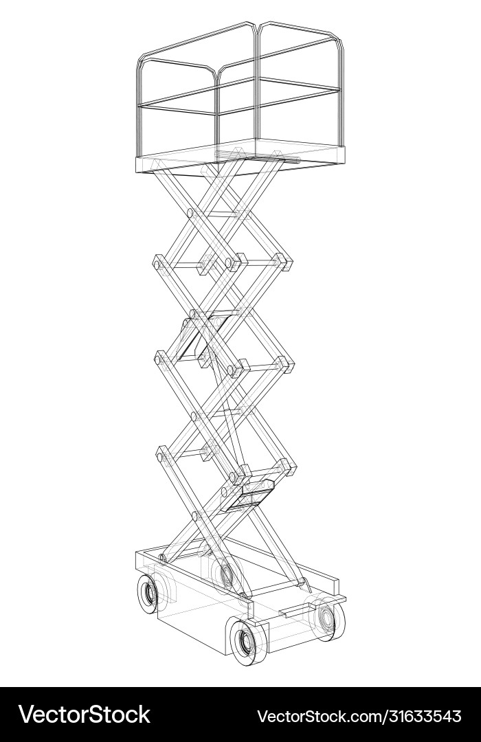Scissor lift concept outline Royalty Free Vector Image
