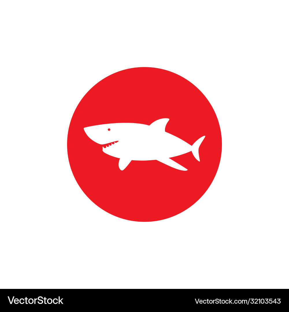 Shark dangerous round emblem Royalty Free Vector Image