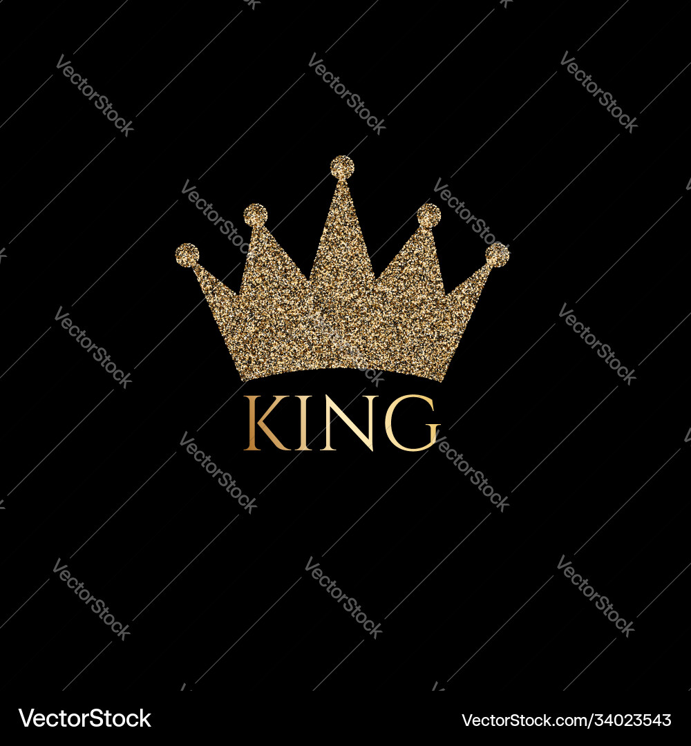 Trendy lettering king with gold crown image Vector Image