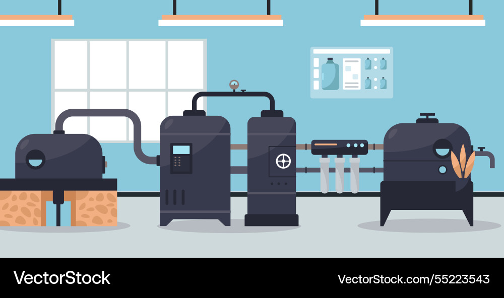 Water purification process taking place in a water