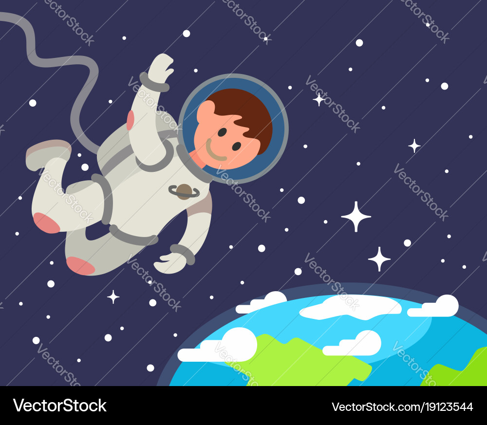 Astronaut float in space Royalty Free Vector Image