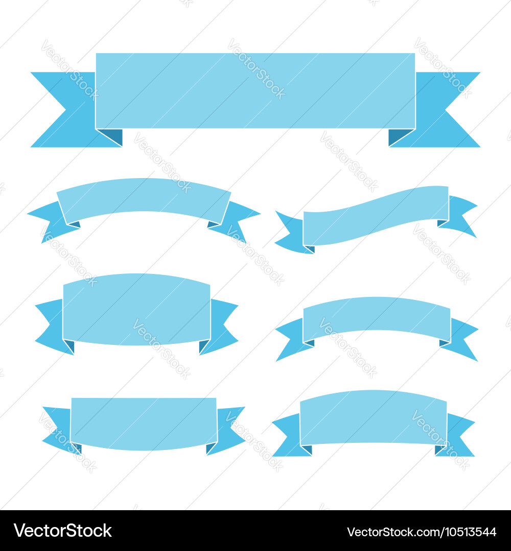 Blue ribbon banners set beautiful blank Royalty Free Vector