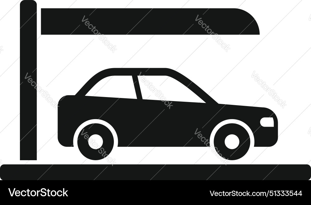 Car under carport silhouette icon Royalty Free Vector Image