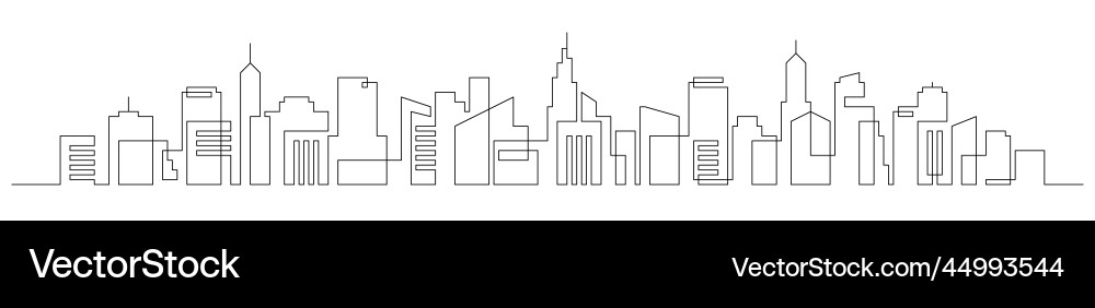 Continuous line city building one single outline Vector Image