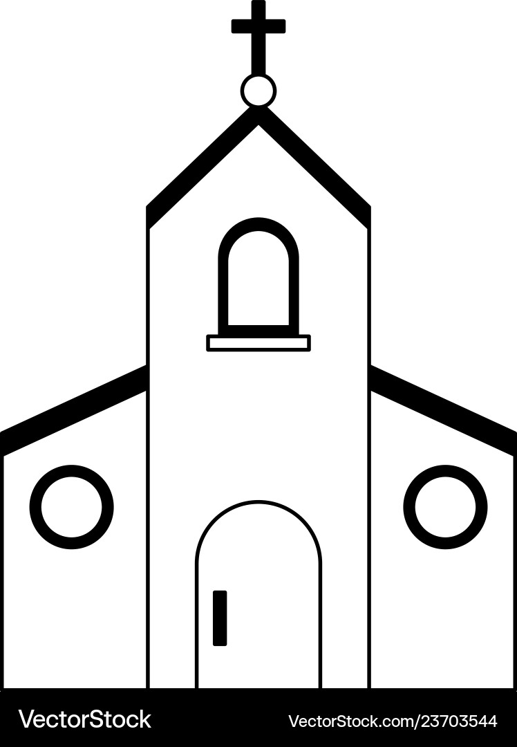 Katholische Kirche Symbol schwarz und weiß Vektorbild