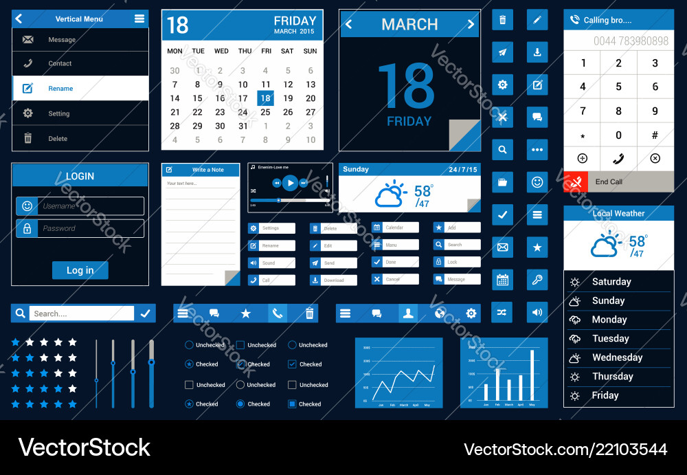 Mobile app user interface design Royalty Free Vector Image