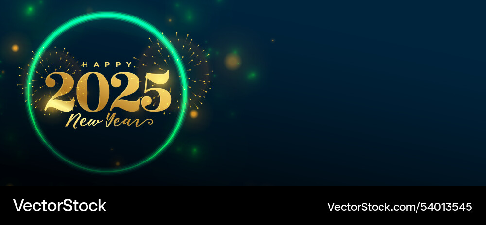 2025 new year celebration banner with glowing neon