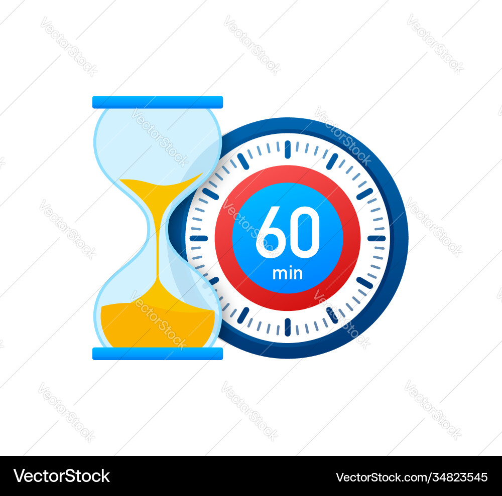 60 Minutes Stopwatch Icon Royalty Free Vector Image