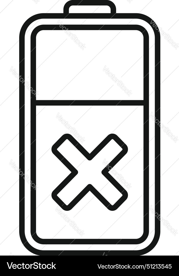 Half battery dont charging icon outline Royalty Free Vector