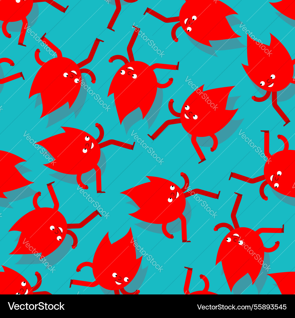 Running fire cartoon pattern seamless flame run Vector Image