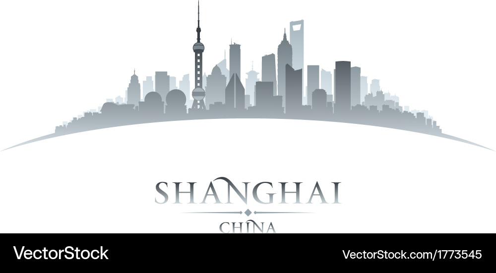 Shanghai City Skyline Silhouette Royalty Free Vector Image