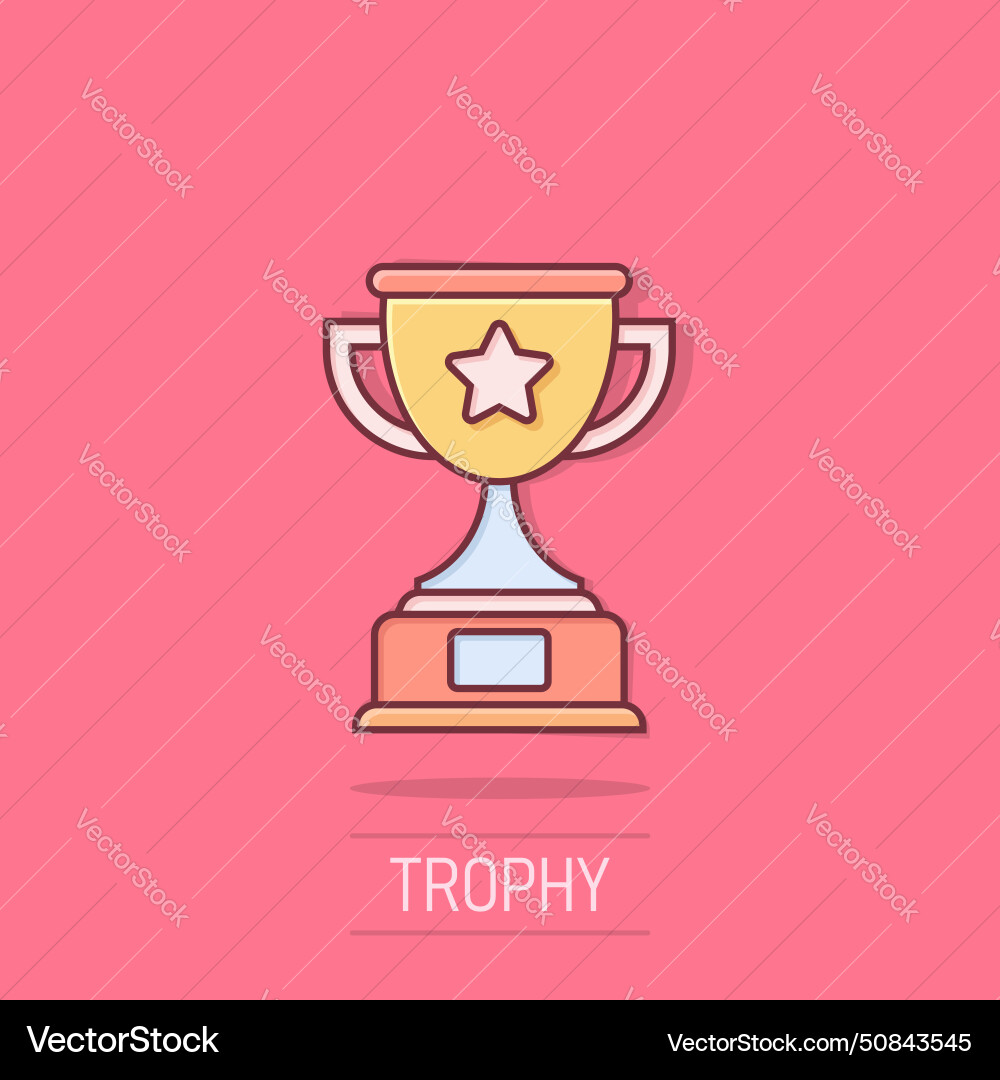 Trophy cup icon in comic style goblet prize Vector Image