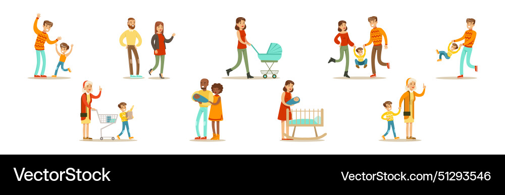 Parent with kid spending happy time together Vector Image