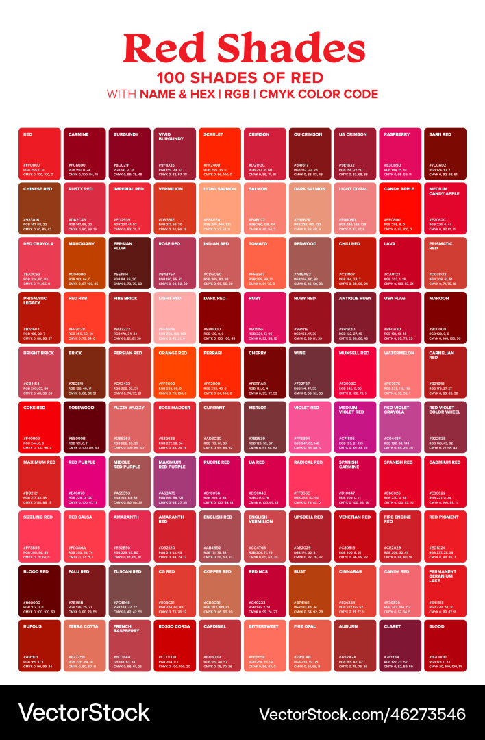 Shades Of Red Chart