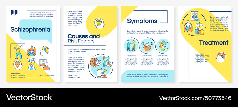 Schizophrenia blue and yellow brochure template Vector Image