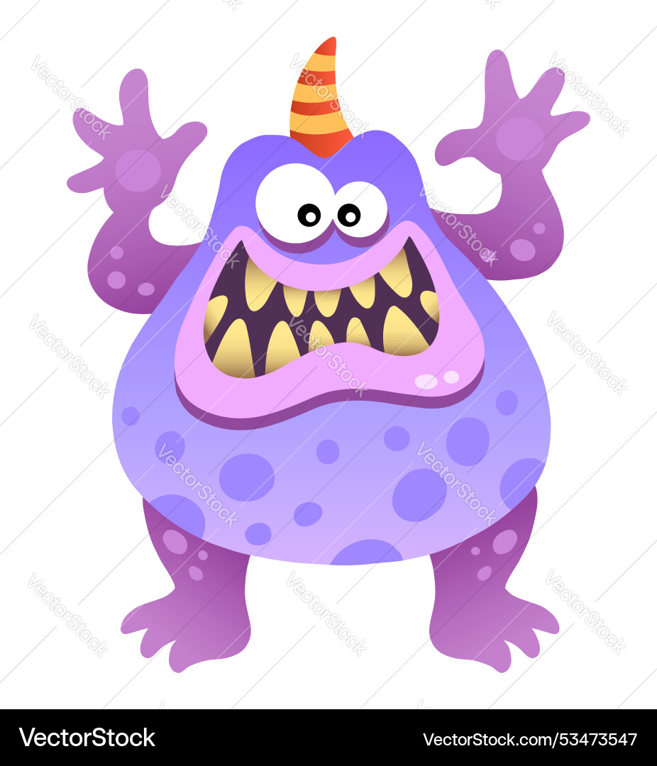 Colorful cartoon monster character Royalty Free Vector Image