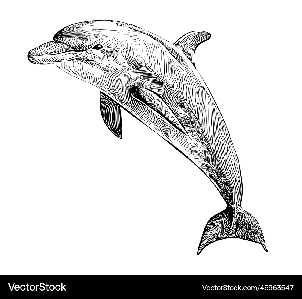 Dolphin sketch hand drawn in doodle style Vector Image