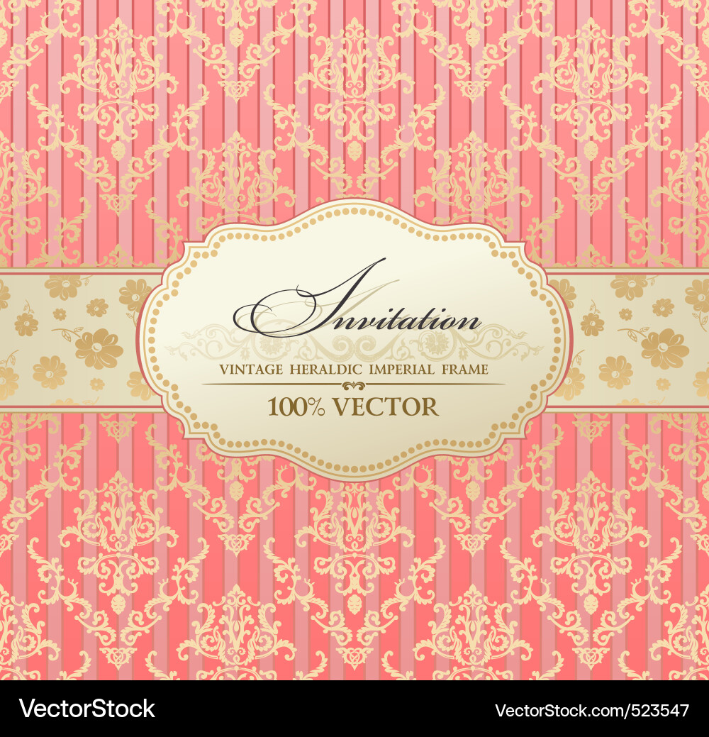 Invitation vintage label frame pink Royalty Free Vector