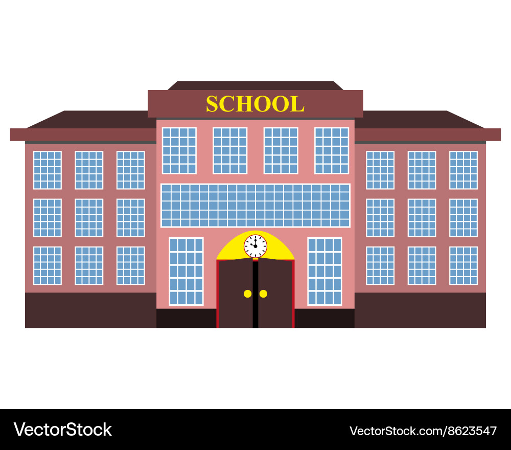 Modern school building flat design Royalty Free Vector Image