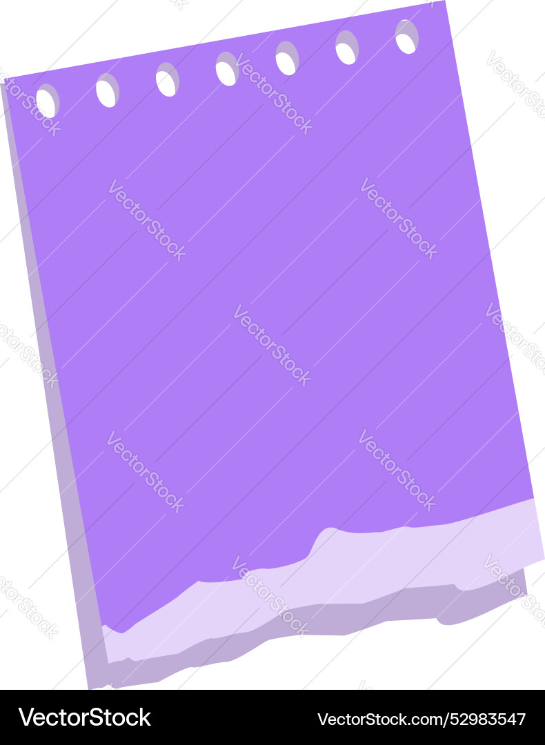 Purple notepad paper with torn bottom edge Vector Image