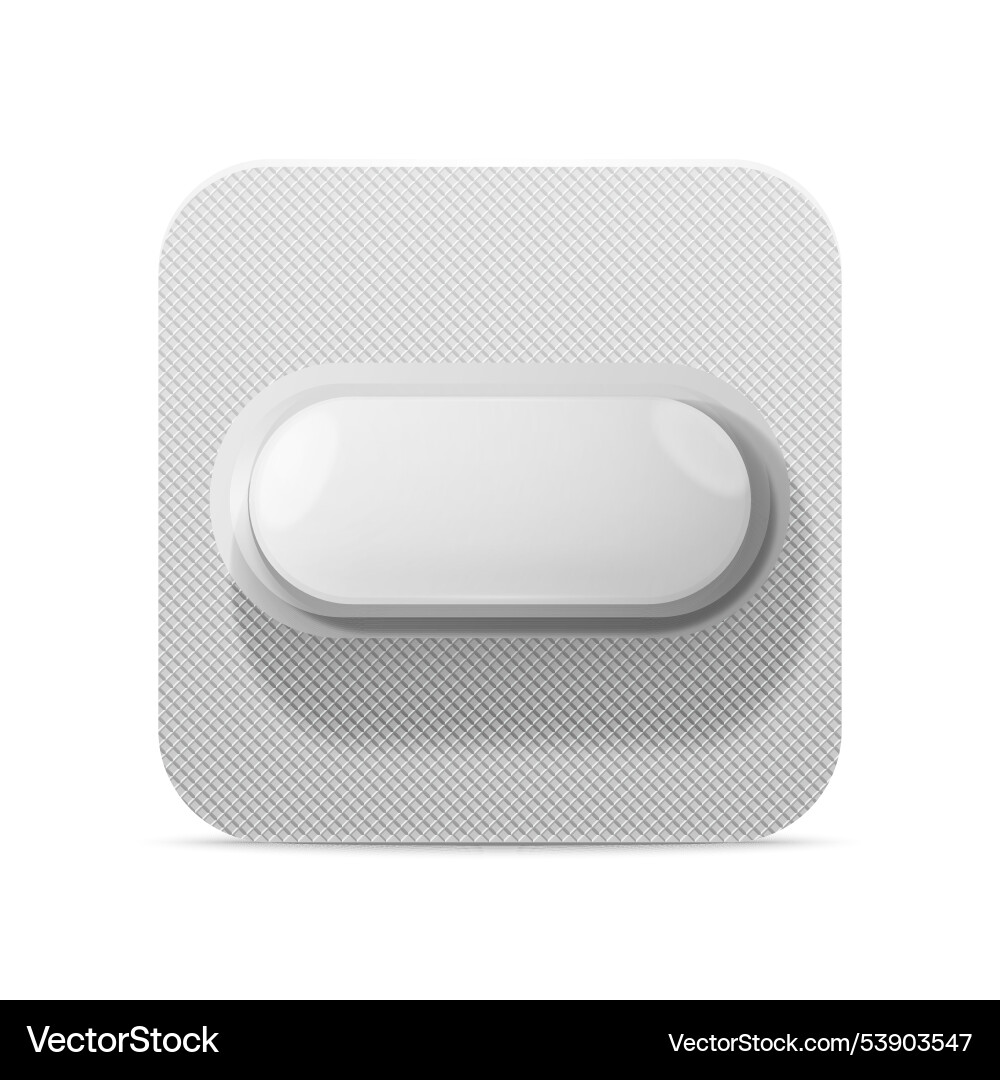 Realistic white pharmaceutical medical pill Vector Image