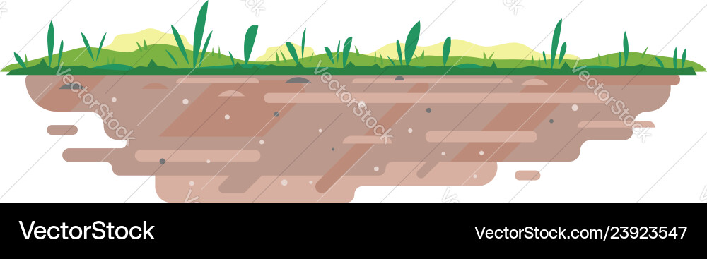 Soil with grass in flat style Royalty Free Vector Image