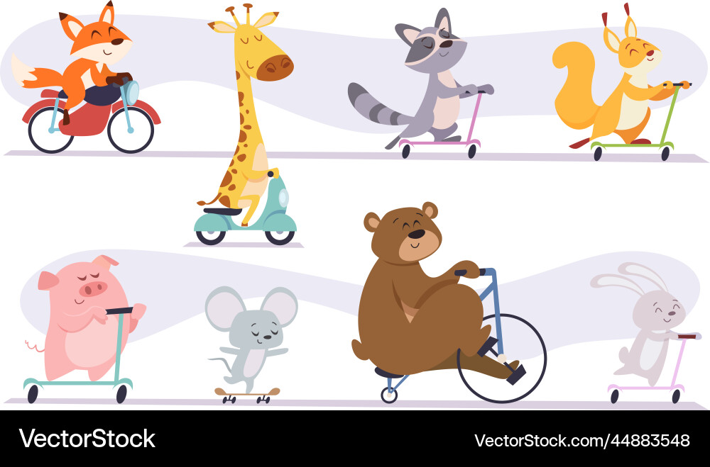 Animals riding cute funny wild characters Vector Image