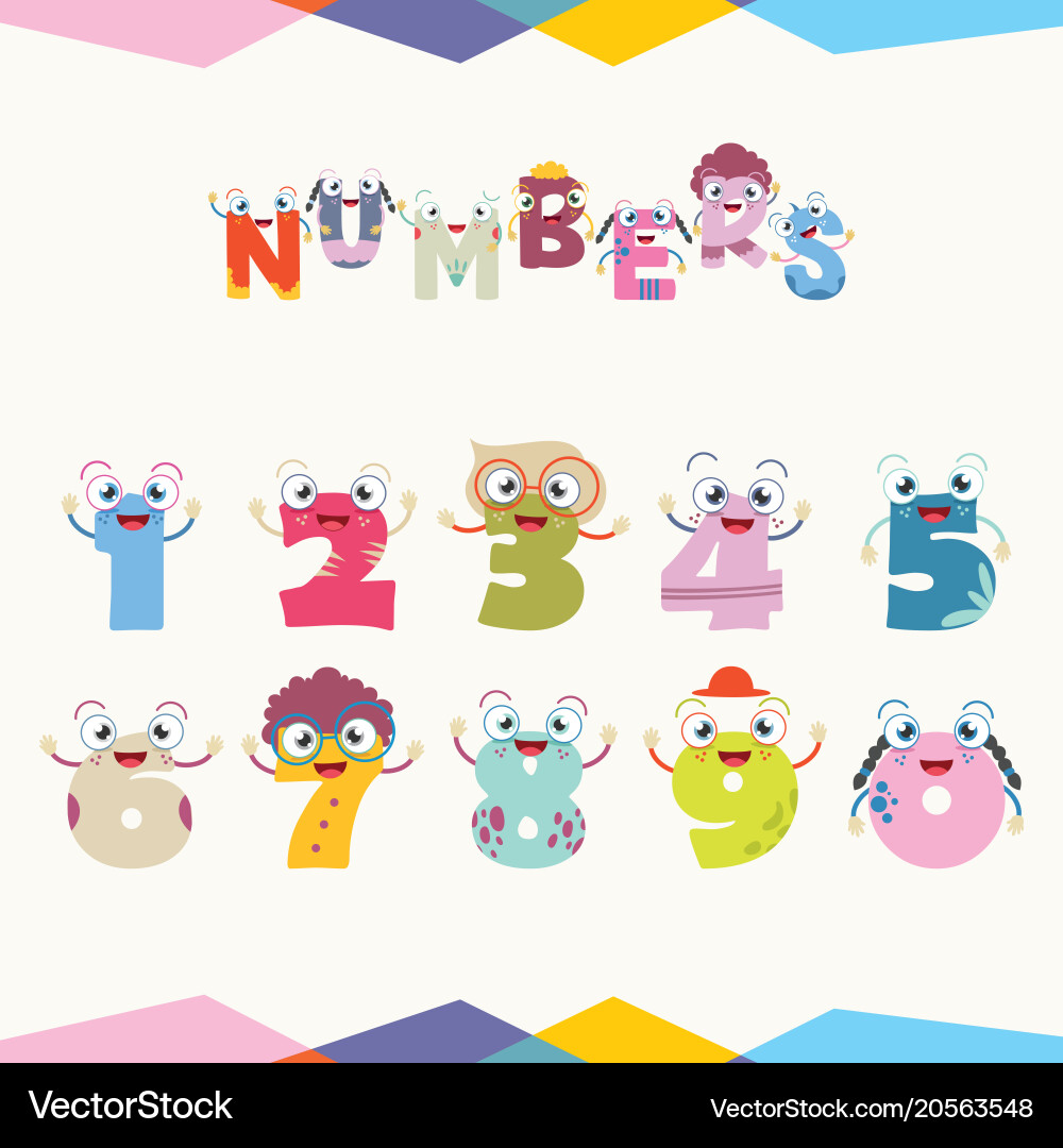 Cartoon numbers Royalty Free Vector Image - VectorStock