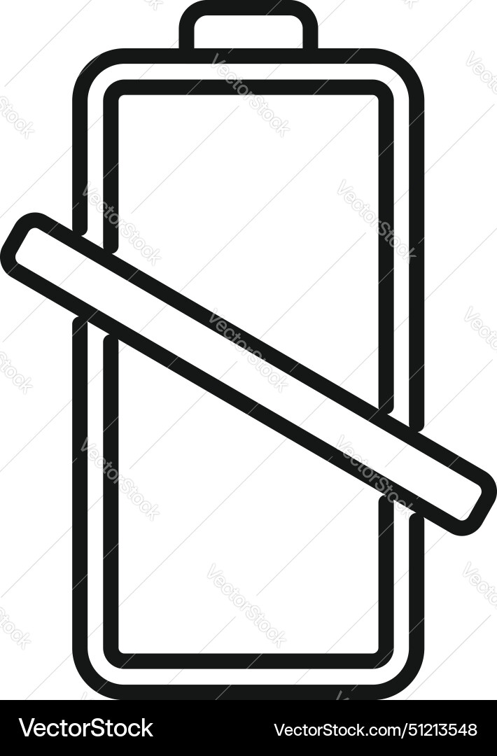 Empty battery bank icon outline mobile Royalty Free Vector