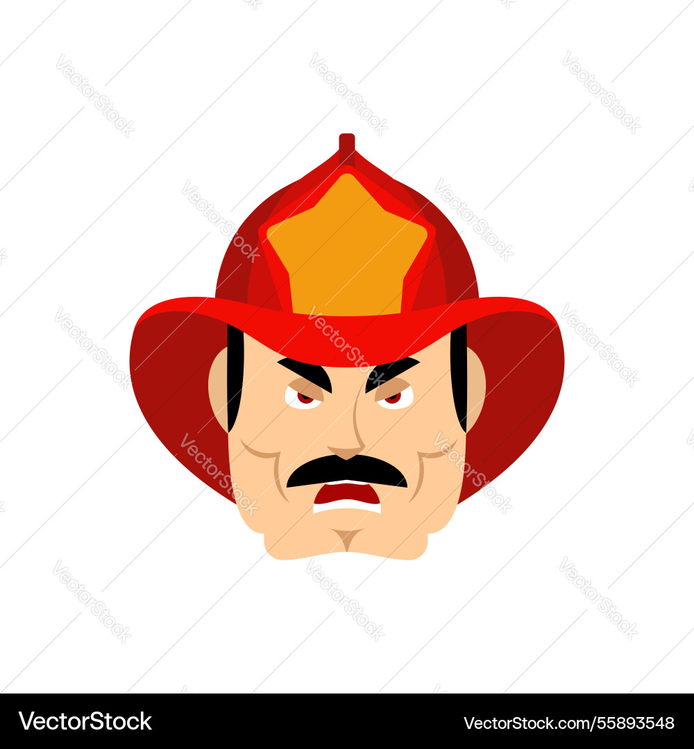 Firefighter angry emoji fireman evil emotions man Vector Image